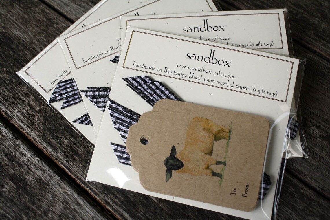 Sheep Gift Tags Set of 6 on Cream Recycled Cardstock With - Etsy