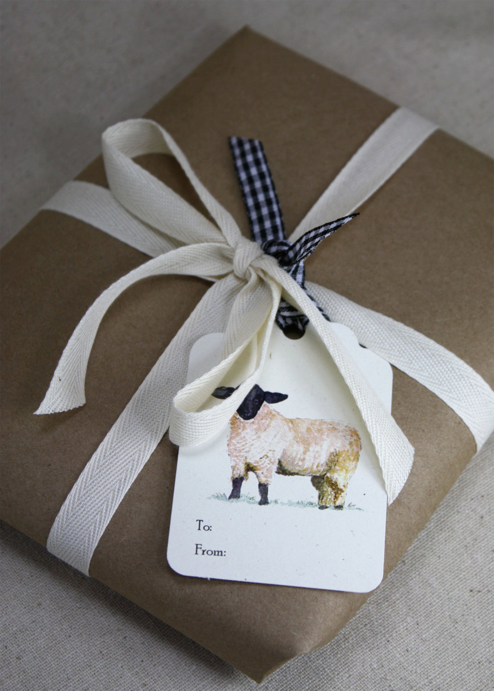 Sheep Gift Tags, Set of 6, on Cream Recycled Cardstock With Matching ...