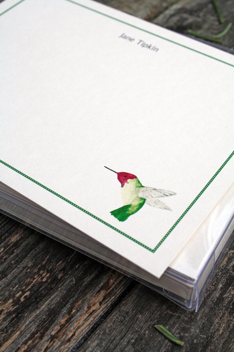 Hummingbird Bird Custom Notecards Bird Stationery. Watercolor - Etsy