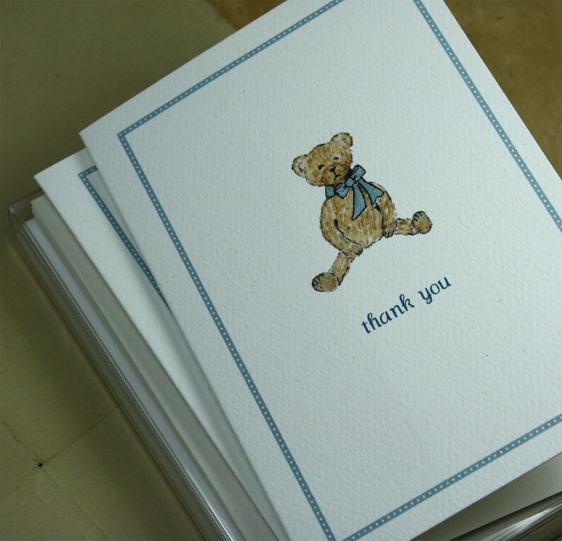 Thank You Note Teddy Bear. New Baby Thank You Notes Set of 8. - Etsy