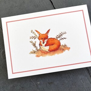 Fox Thank You Note Notecards With Deep Orange Border. Set of 8 ...