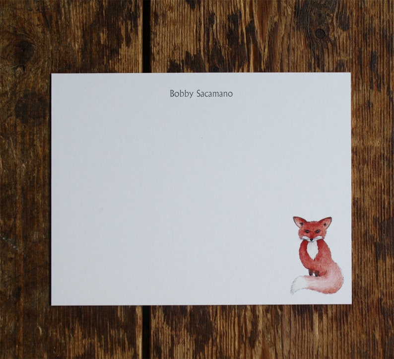 Cute Orange Fox Custom Notecard Stationery. Thank You Any - Etsy
