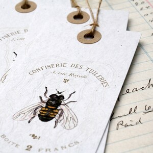 6 Bee French Gift Tags, French Ephemera, Vintage Style. Recycled Paper ...