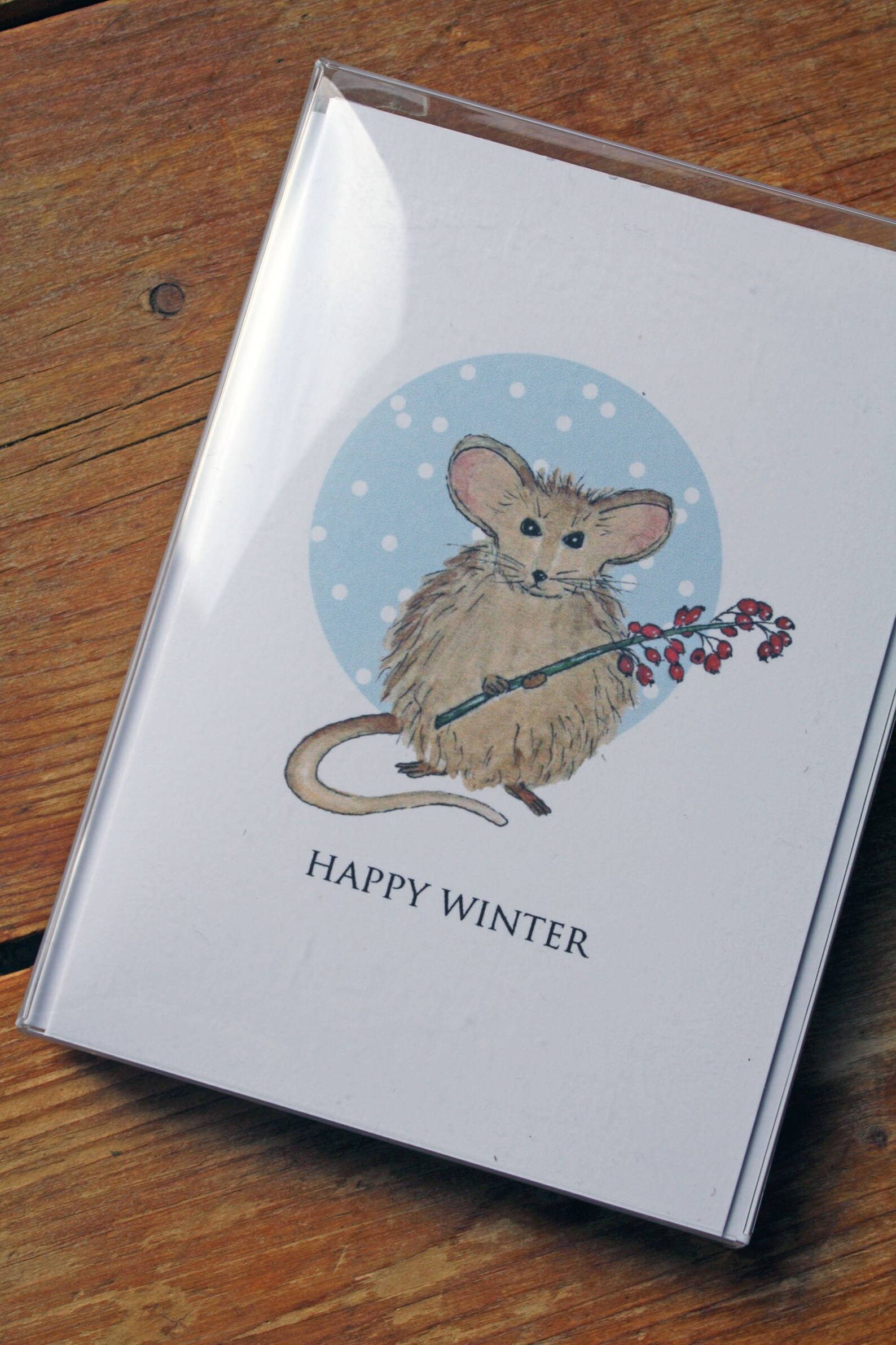 NEW Set Holiday Mouse With Red Berries Happy Winter - Etsy