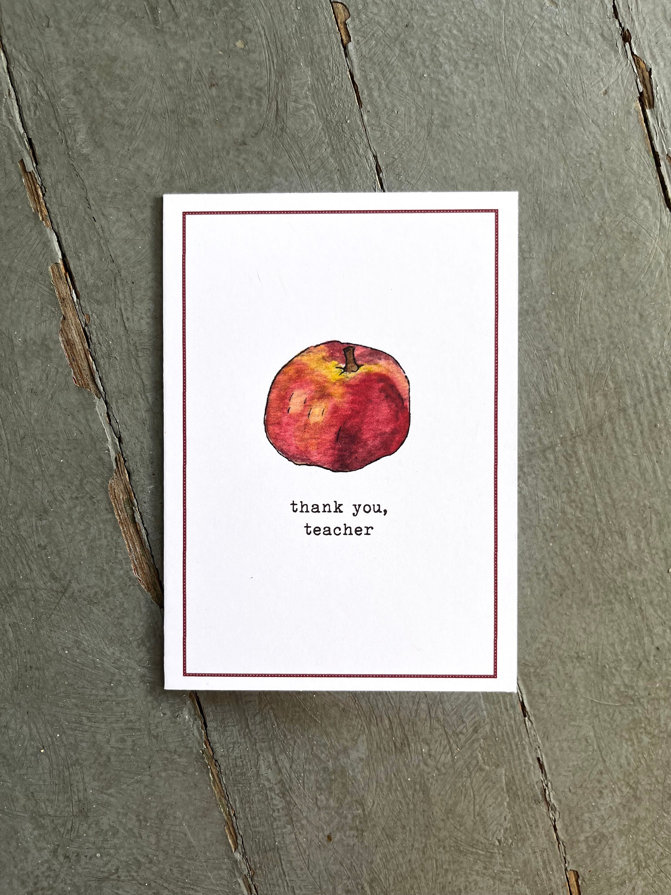 Teacher Apple Thank You Notecards, Thank You Teacher, Set of 8 Handmade ...