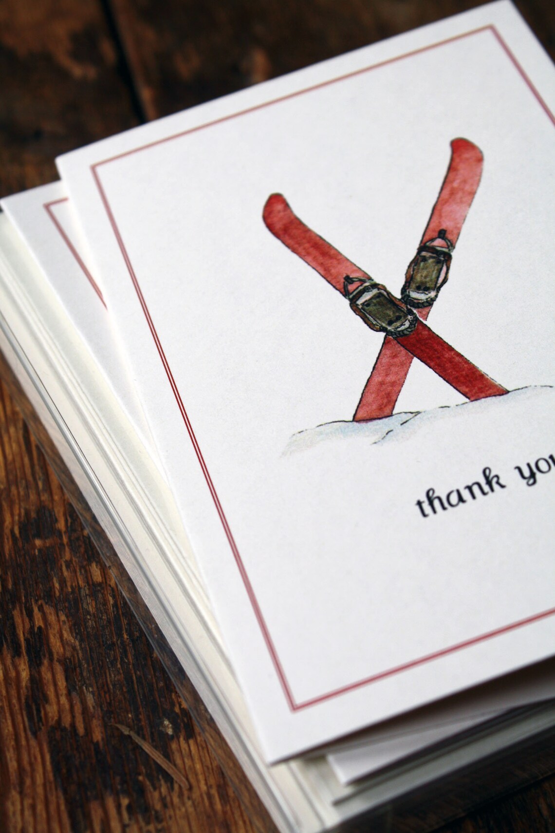 NEW Skis Winter Thank You Notes Handmade Note Cards Set of - Etsy