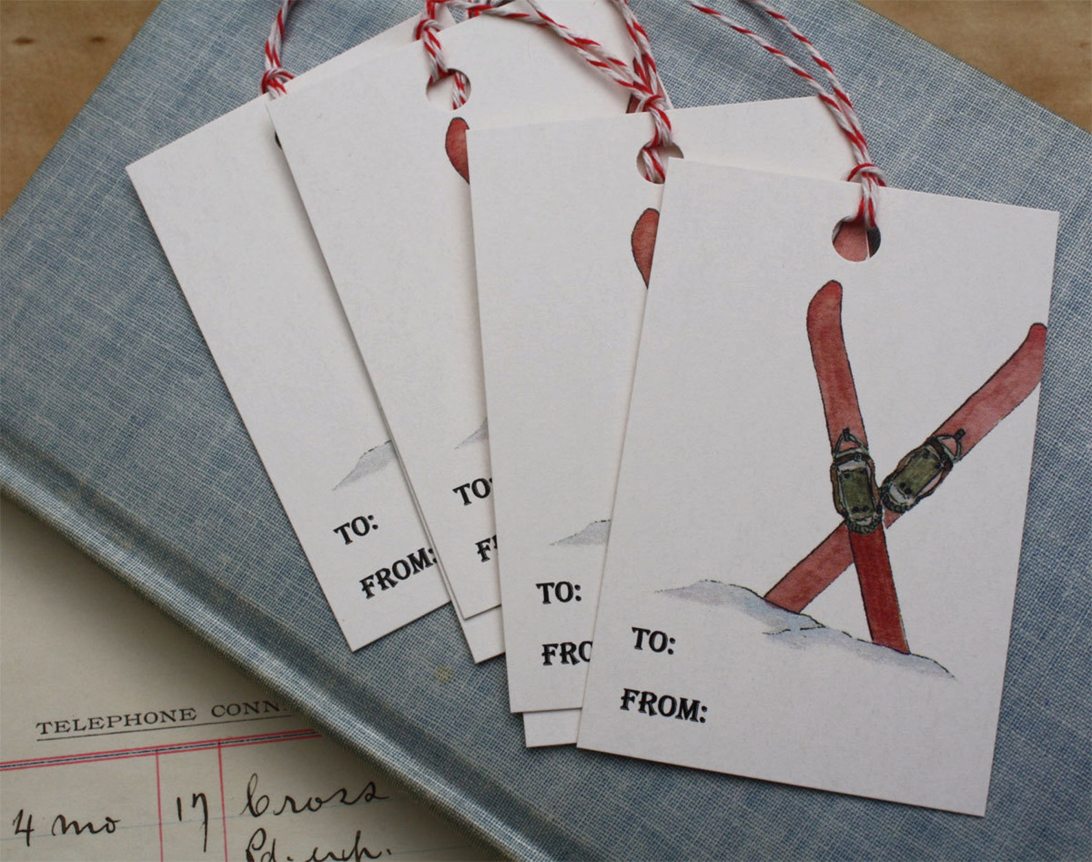 Vintage Red Ski Tags Old-fashioned Skis Wooden Skis Nordic - Etsy