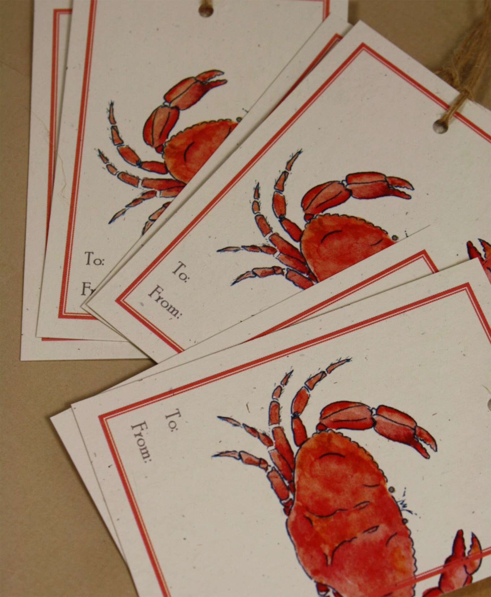 6 Crab Beach Rock Crab Gift Tags Set of 6 Beach Tags on - Etsy