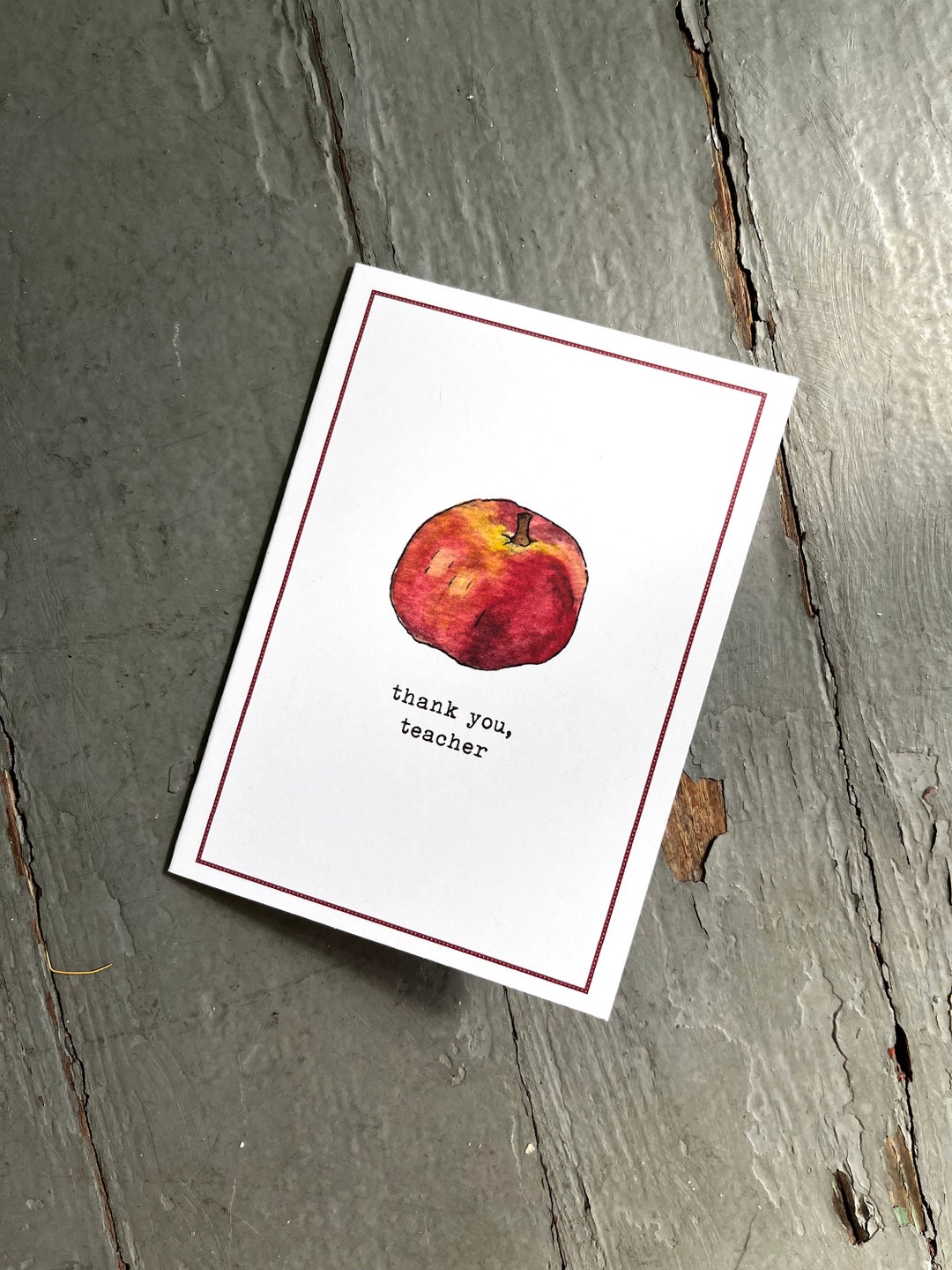 Teacher Apple Thank You Notecards, Thank You Teacher, Set of 8 Handmade ...