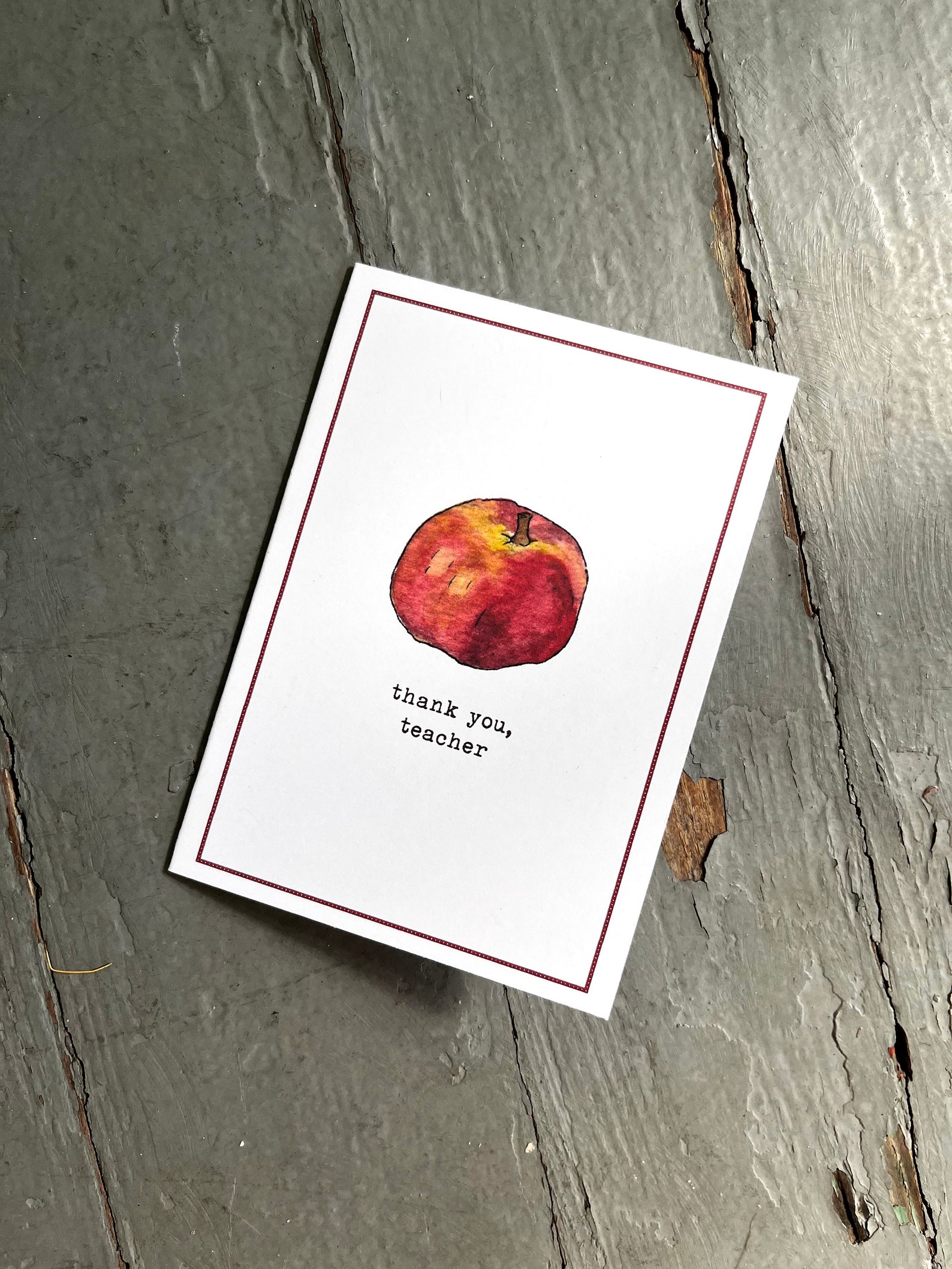 Teacher Apple Thank You Notecards, Thank You Teacher, Set of 8 Handmade ...