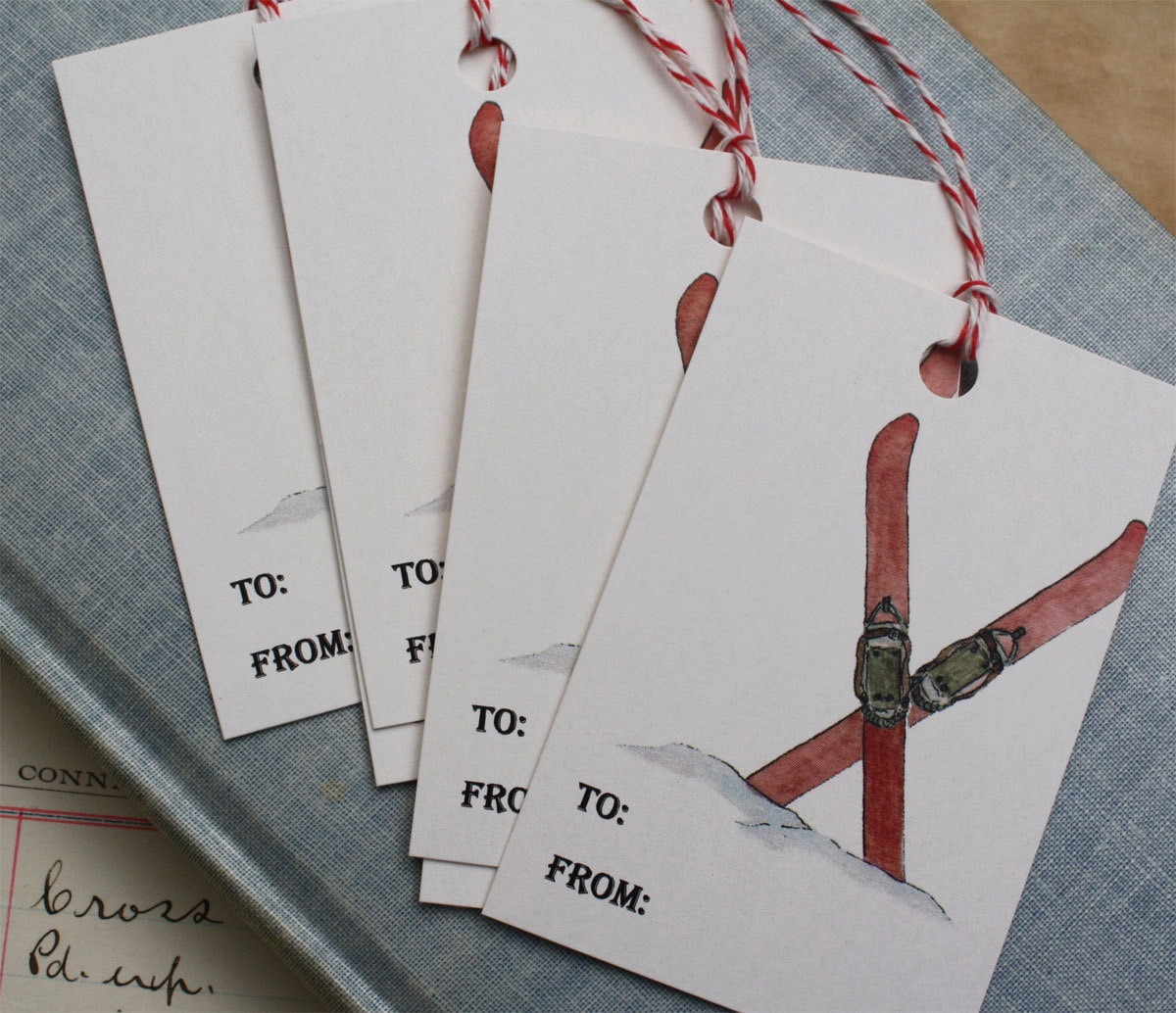 Vintage Red Ski Tags, Old-fashioned Skis, Wooden Skis Nordic ...