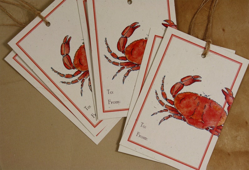 6 Crab Beach Rock Crab Gift Tags Set of 6 Beach Tags on - Etsy