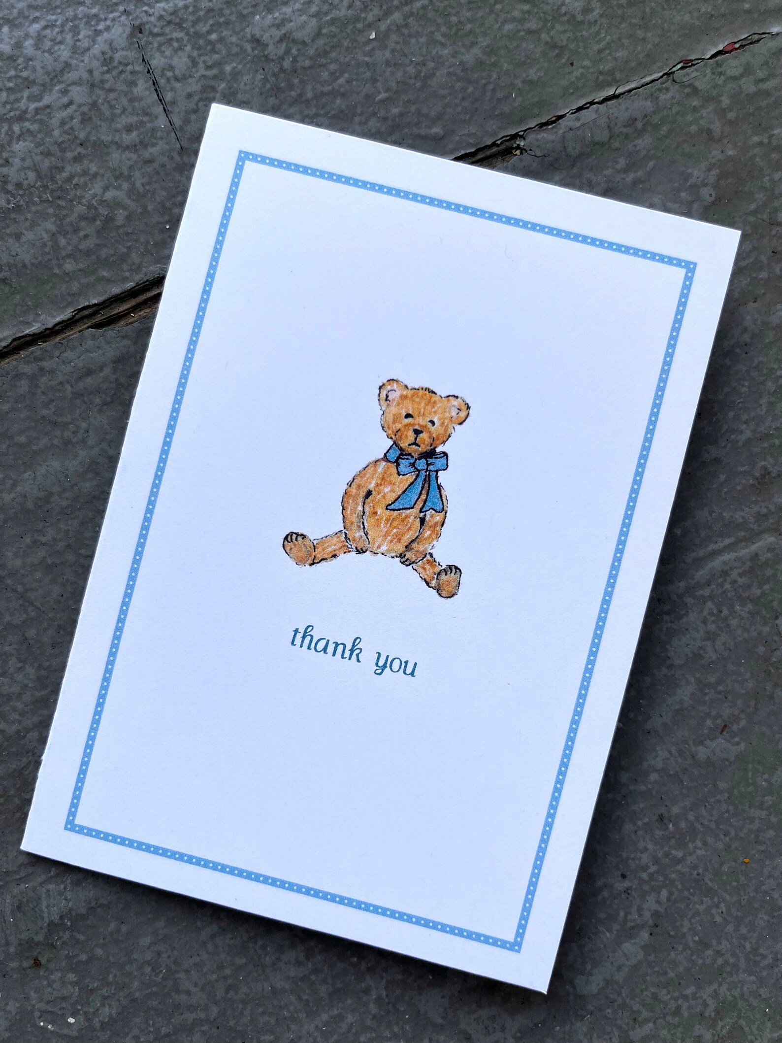 Thank You Note Teddy Bear. New Baby Thank You Notes, Set of 8. Handmade ...