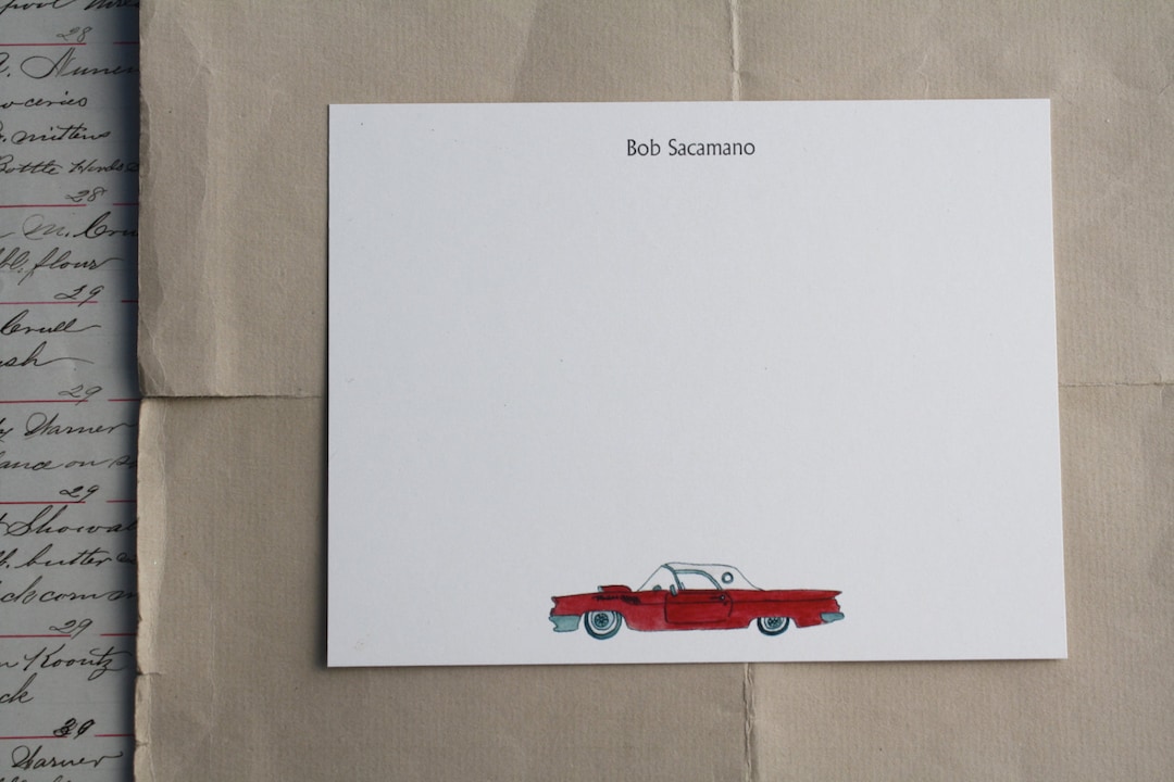 Classic Car Thunderbird Tbird Custom Notecard Stationery. Gifts for Car ...