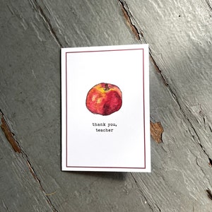 Teacher Apple Thank You Notecards, Thank You Teacher, Set of 8 Handmade ...