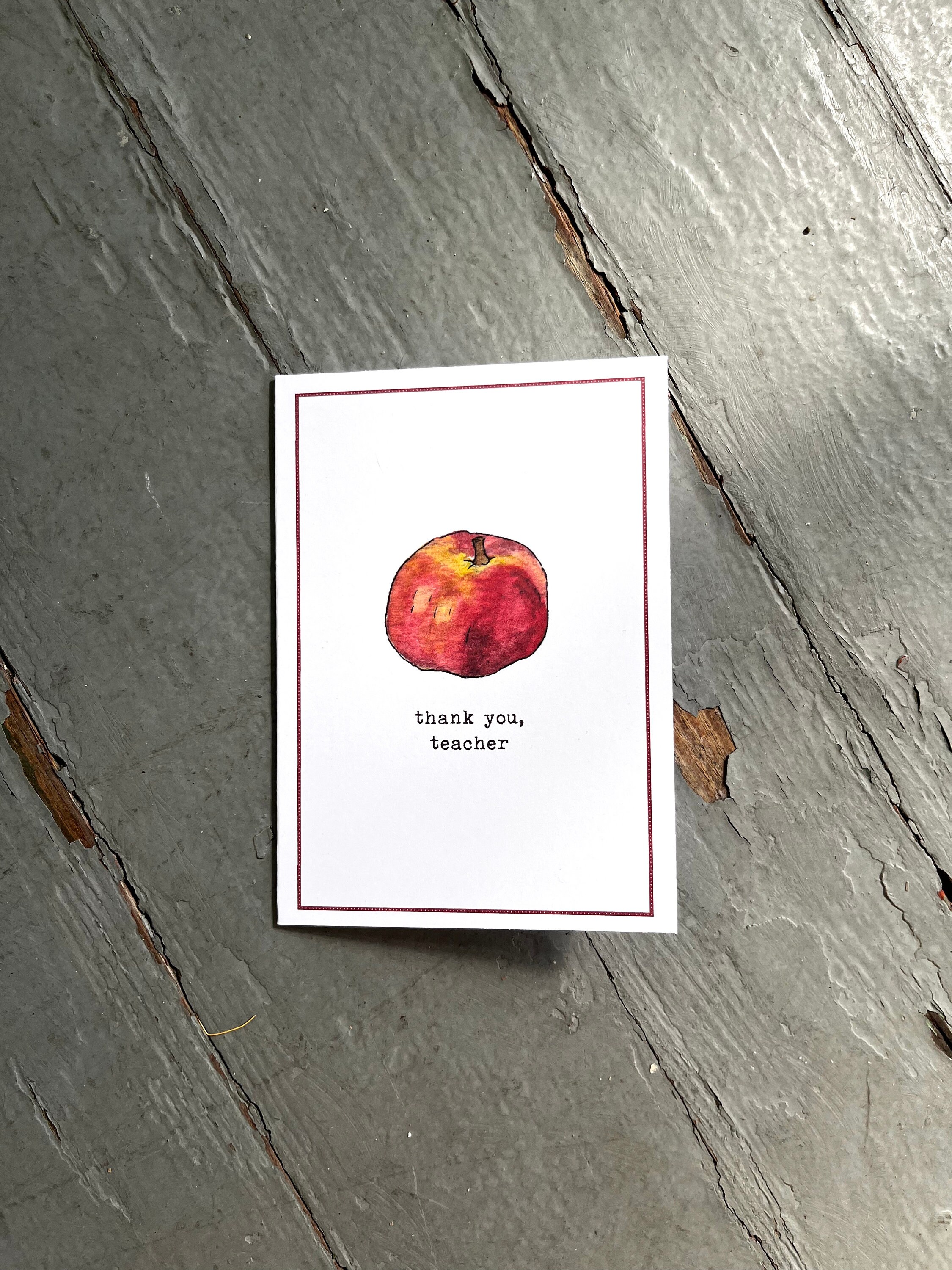 Teacher Apple Thank You Notecards, Thank You Teacher, Set of 8 Handmade ...