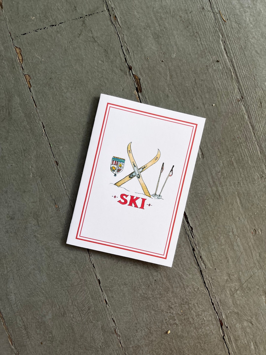 Set of Ski Notecards Happy Holidays or Christmas Skiing Skis Nordic ...