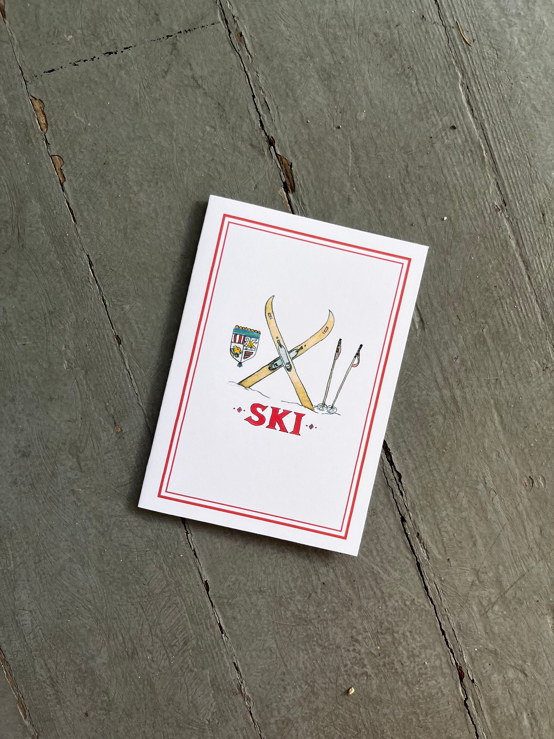 Set of Ski Notecards Happy Holidays or Christmas Skiing Skis - Etsy