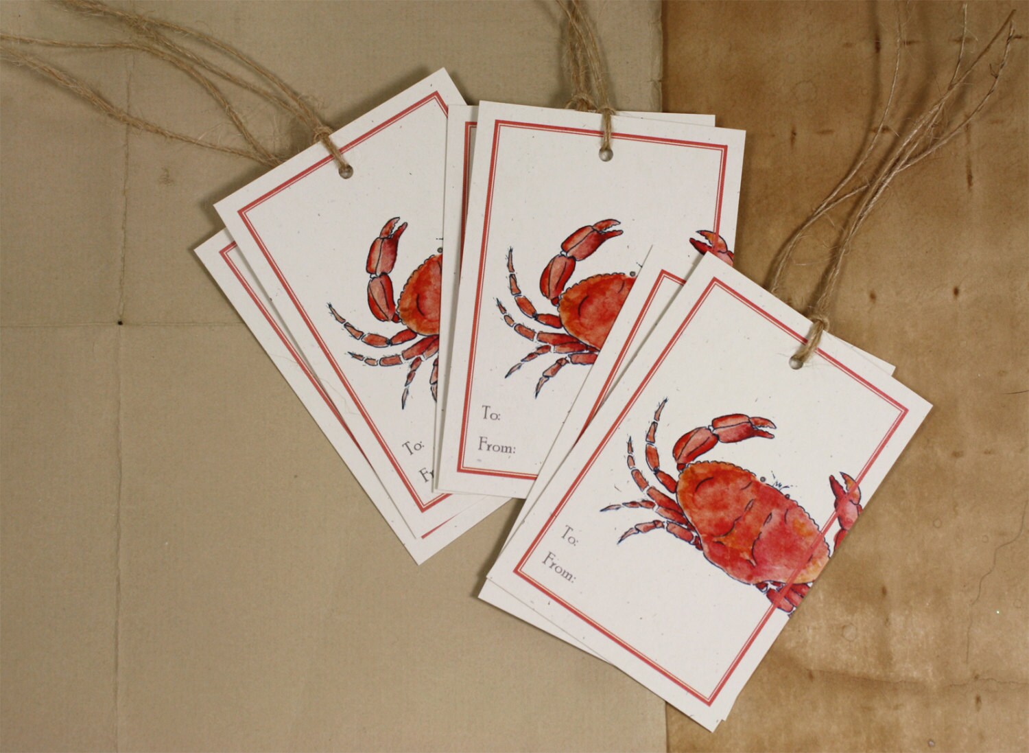 6 Crab Beach Rock Crab Gift Tags Set of 6 Beach Tags on - Etsy