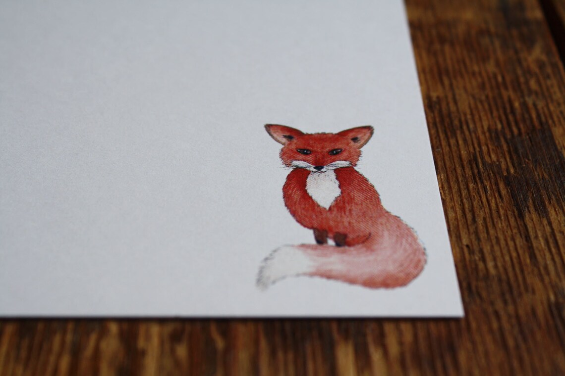 Cute Orange Fox Custom Notecard Stationery. Thank You Any - Etsy