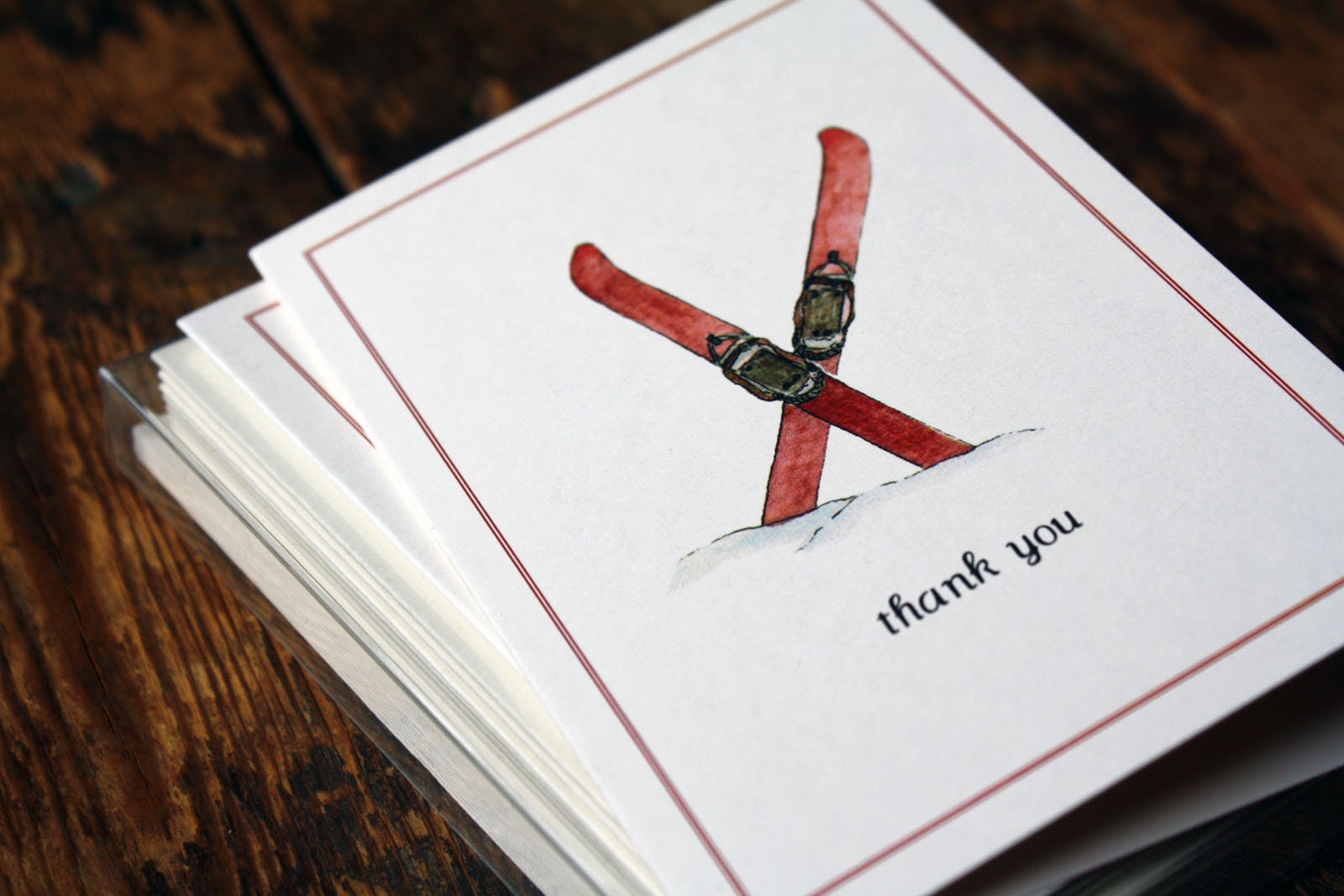 NEW Skis Winter Thank You Notes Handmade Note Cards Set of | Etsy