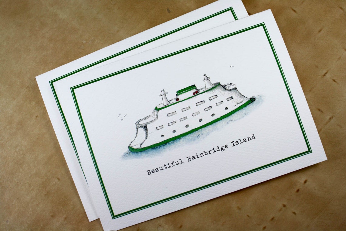 Ferry Boat Blank Notes Notecards. Bainbridge Island Thank You | Etsy