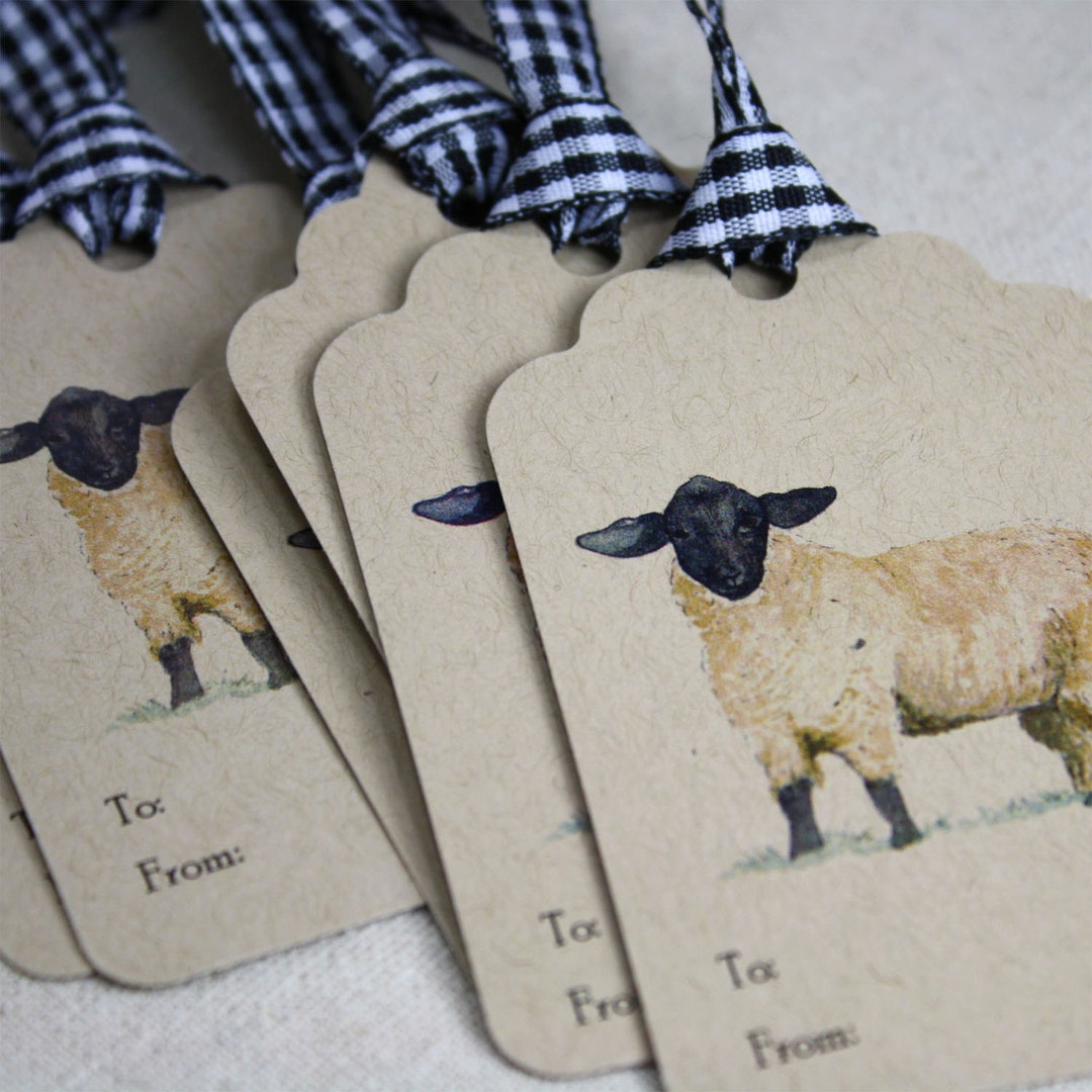 6 Sheep Lamb Gift Tags, Set of 6, on Recycled Kraft Cardstock With ...
