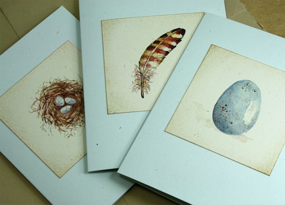 Spring Nature Series Watercolors Set of 3 Greeting Cards | Etsy