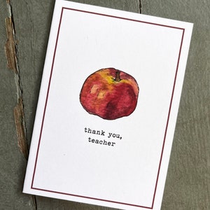 Teacher Apple Thank You Notecards, Thank You Teacher, Set of 8 Handmade ...