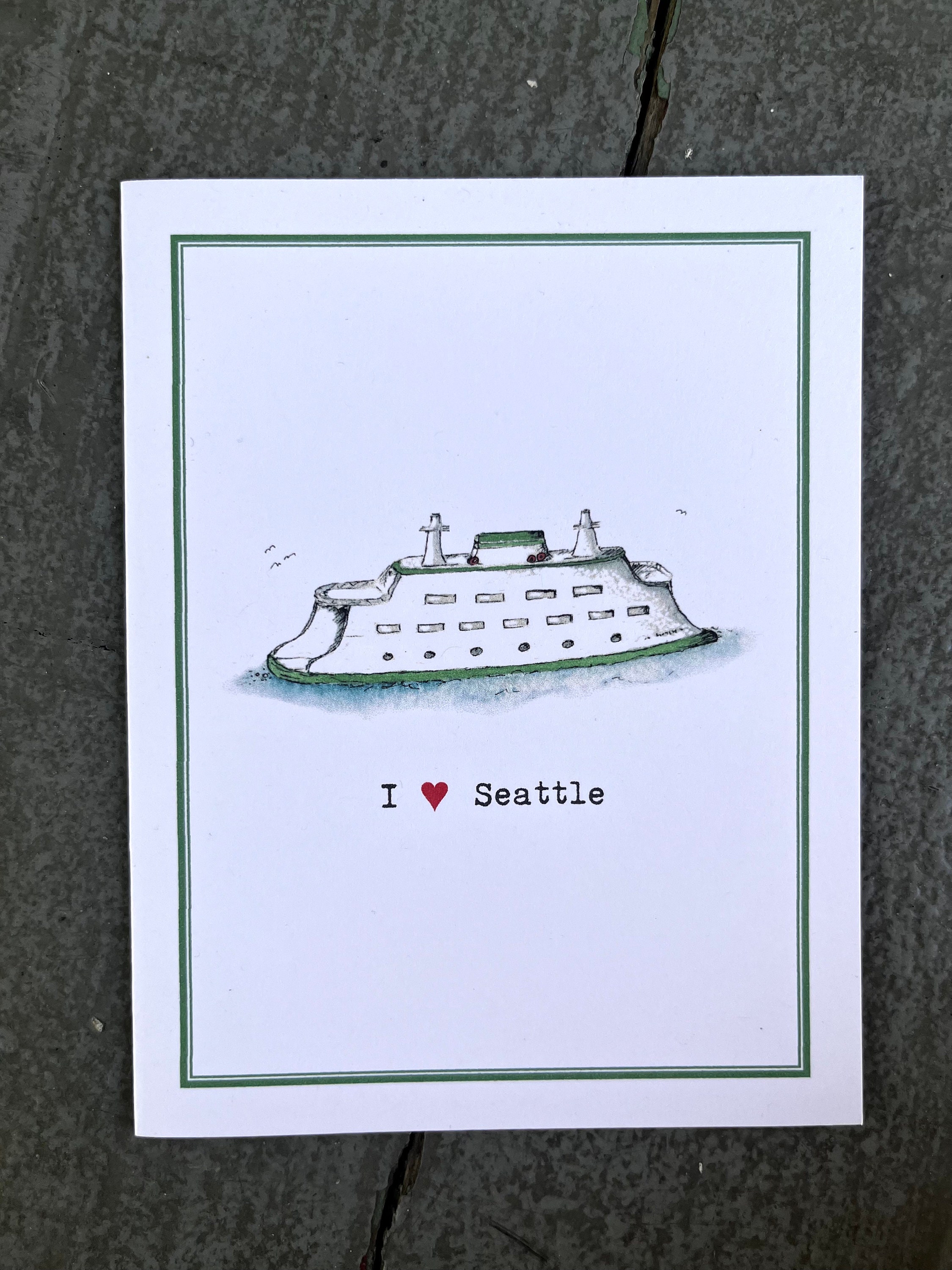 NEW! I Heart Seattle. I Love Seattle. Ferry Boat Card. Any Occasion ...