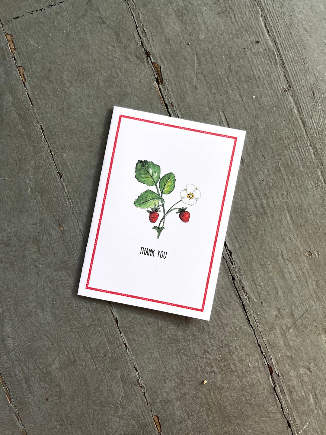 Cheerful Strawberry Notecards Stationery Thank You Notes, Handmade ...