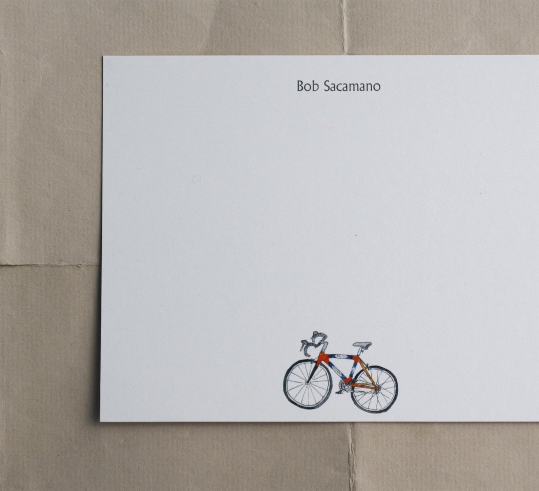 Road Bike Biker Bicycle Custom Notecard Stationery. Thank You, Any ...