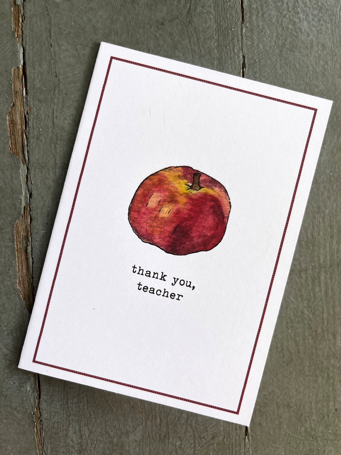 Teacher Apple Thank You Notecards, Thank You Teacher, Set of 8 Handmade ...