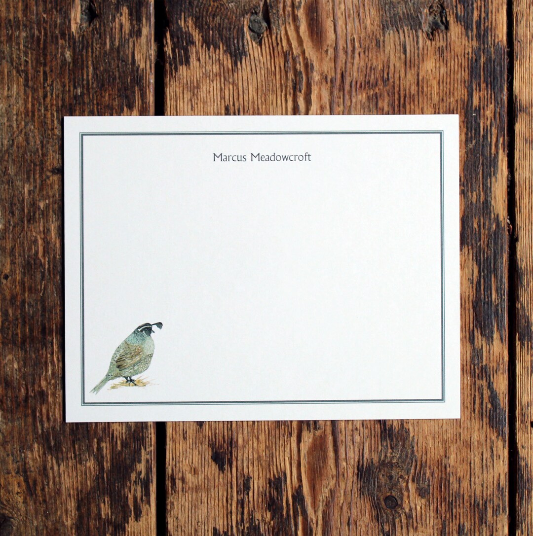 Quail Custom Notecard Stationery. Game Bird Hunting - Etsy