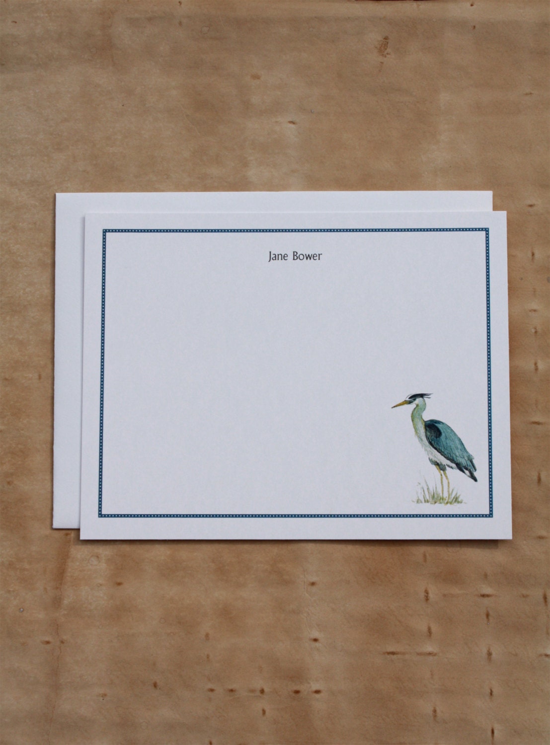 Great Blue Heron Blue Custom Notecard Stationery. Gift for Birder Bird ...