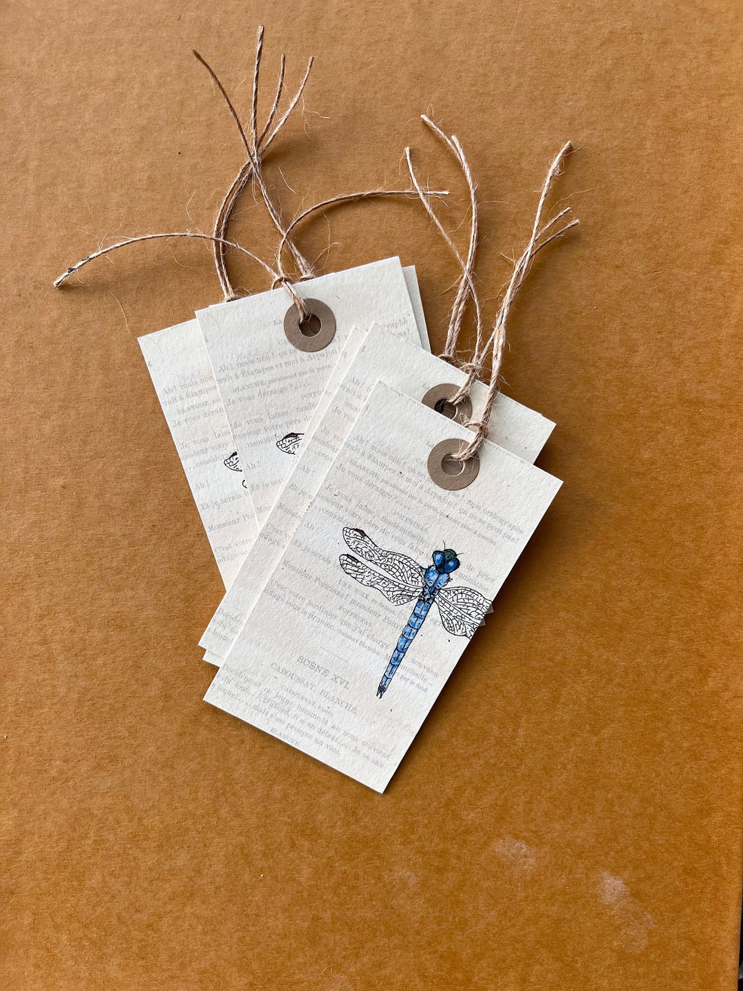 6 Dragonfly Gift Tags, Recycled Paper, Insect Tags, Set of 6, Large ...