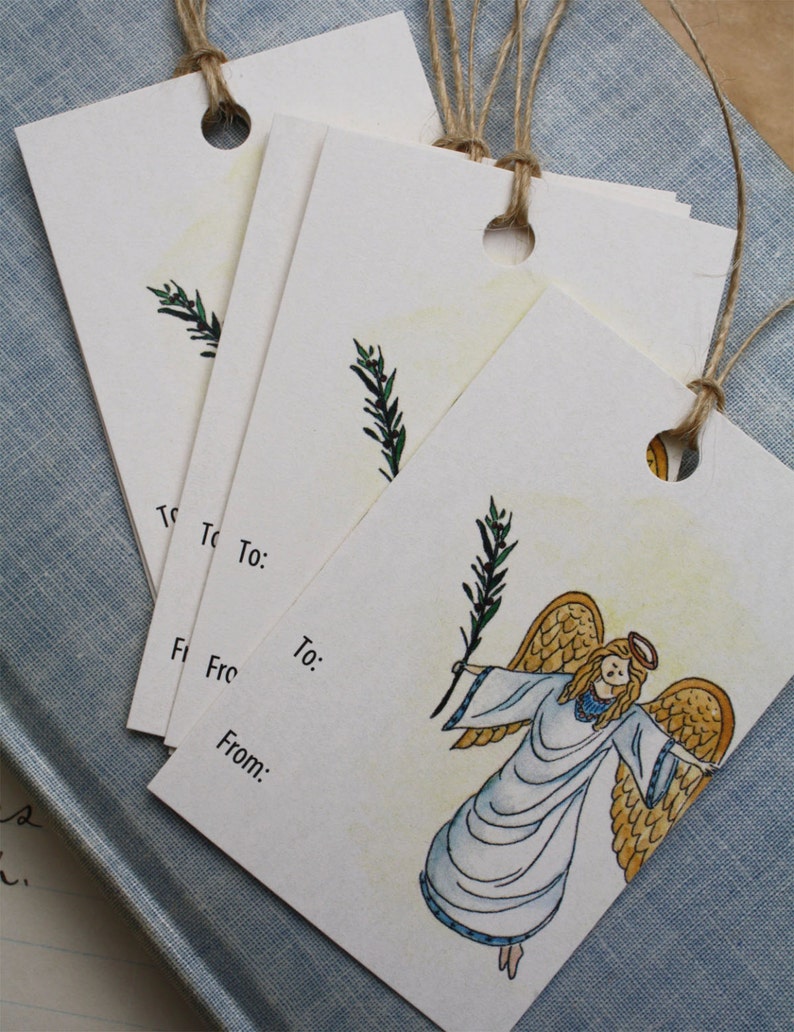 Angel Gift Tags, Christmas Tags, Pale Blue and Gold Angel, Set of 6 - Etsy