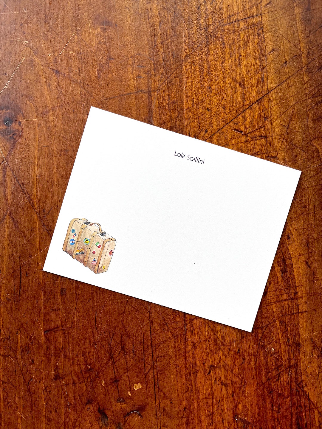 Personalized Travel Suitcase Luggage Notecards. Gift for Traveler ...