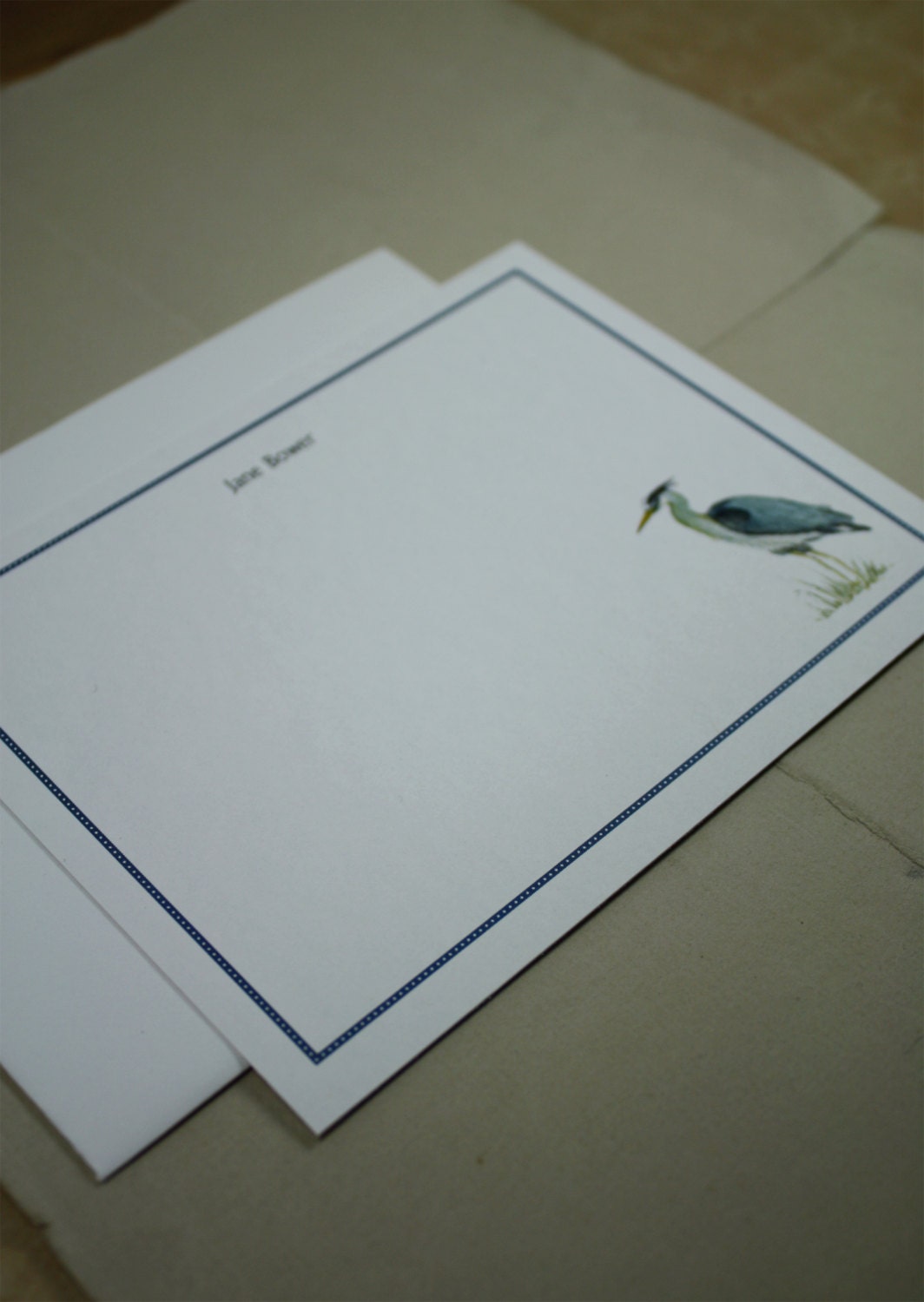 Great Blue Heron Blue Custom Notecard Stationery. Thank You - Etsy