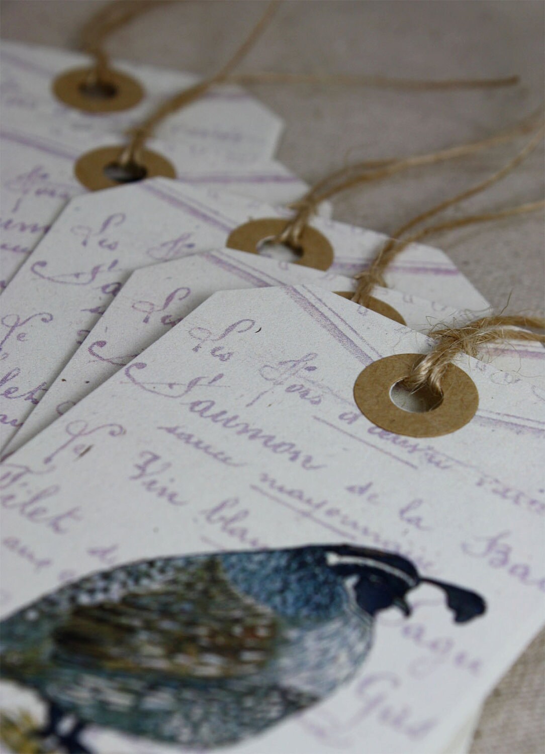6 Quail Gift Tags Recycled Paper Watercolor Print French - Etsy