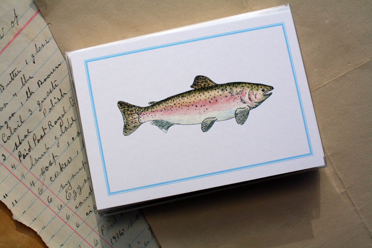Fishing Salmon Trout Fisherman Thank You Notecards Stationery - Etsy