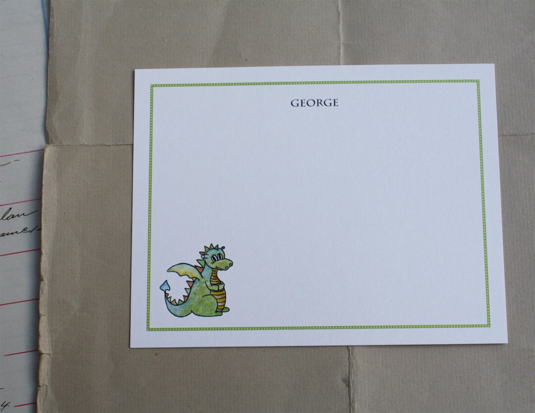 Dragon Thank You Notes Kids Children Fun Custom Notecard - Etsy