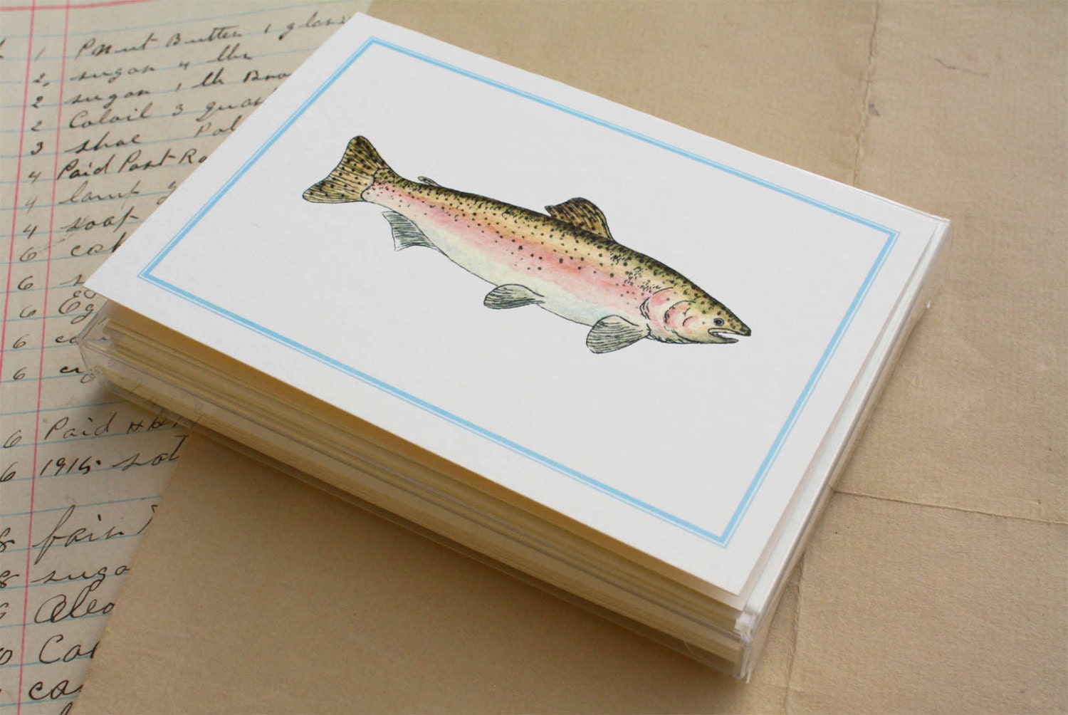 Fishing Salmon Trout Fisherman Thank You Notecards Stationery - Etsy