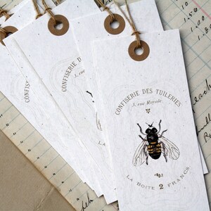6 Bee French Gift Tags, French Ephemera, Vintage Style. Recycled Paper ...