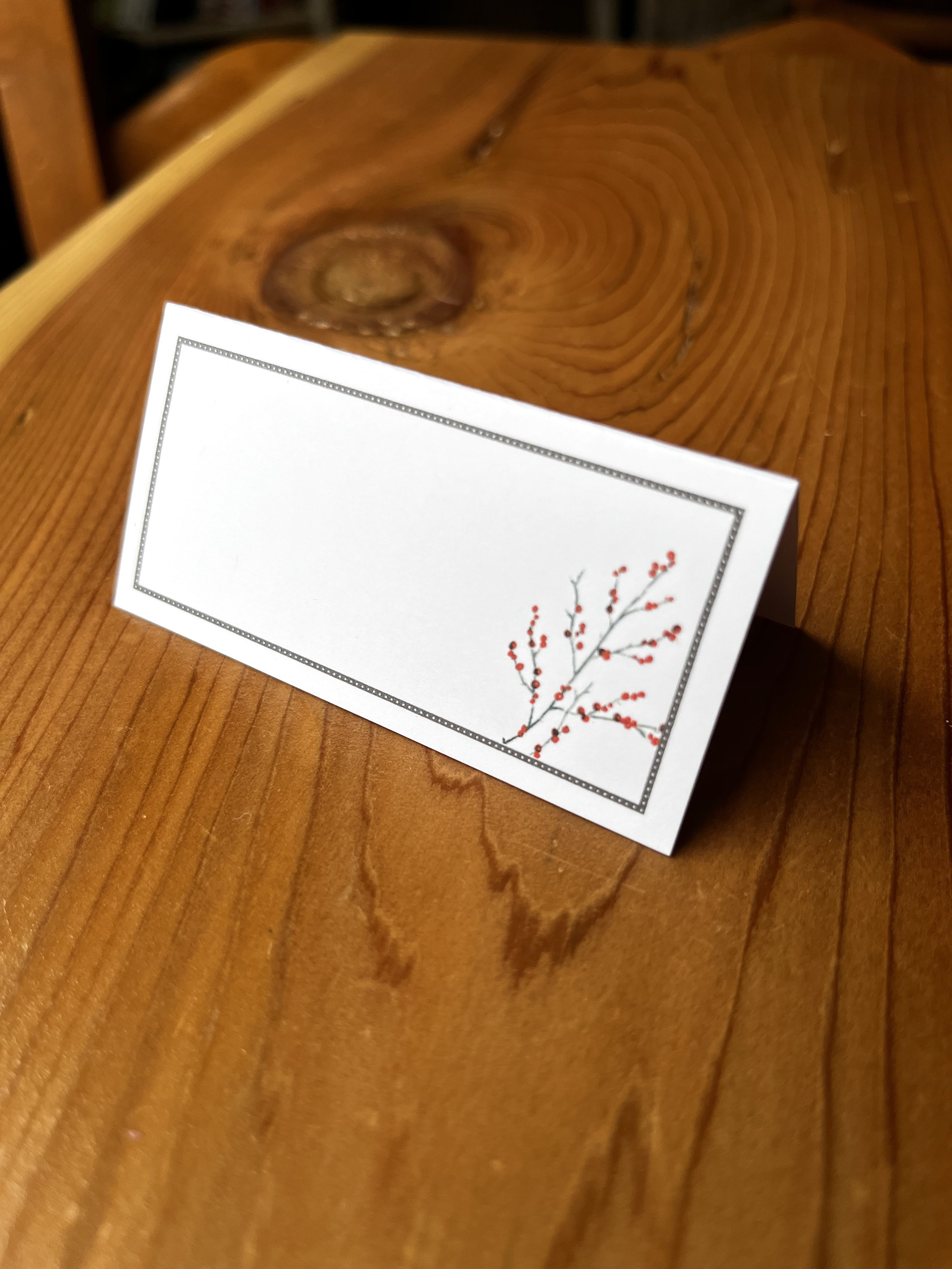 Red Berry Placecards for Your Holiday Christmas or Thanksgiving Table ...