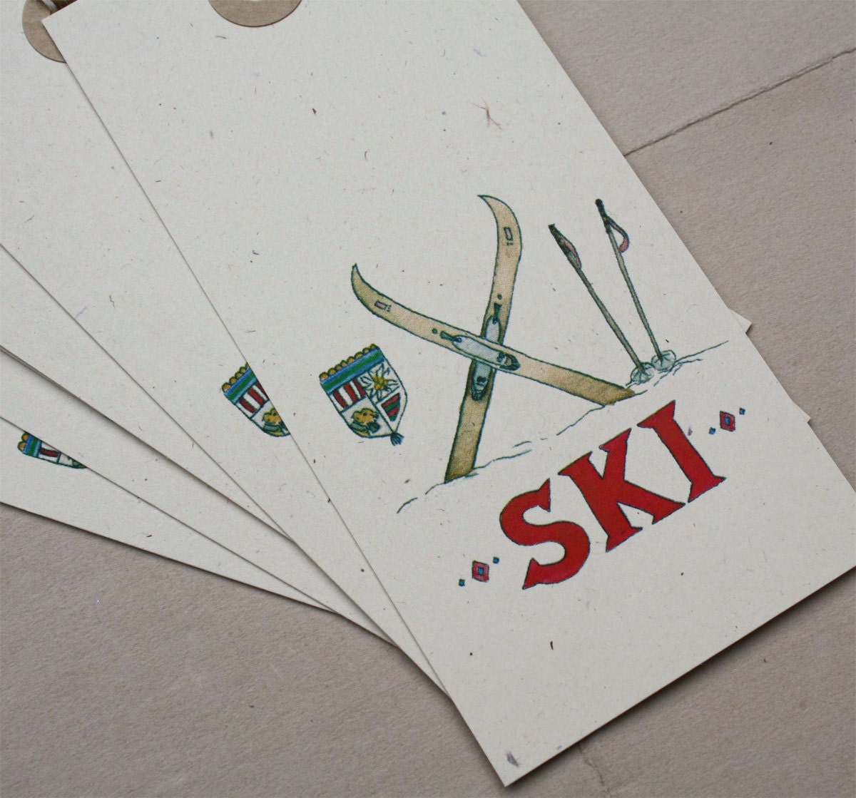 6 Ski Alpine Nordic Gift Tags Cream Recycled Paper Set of 6 | Etsy