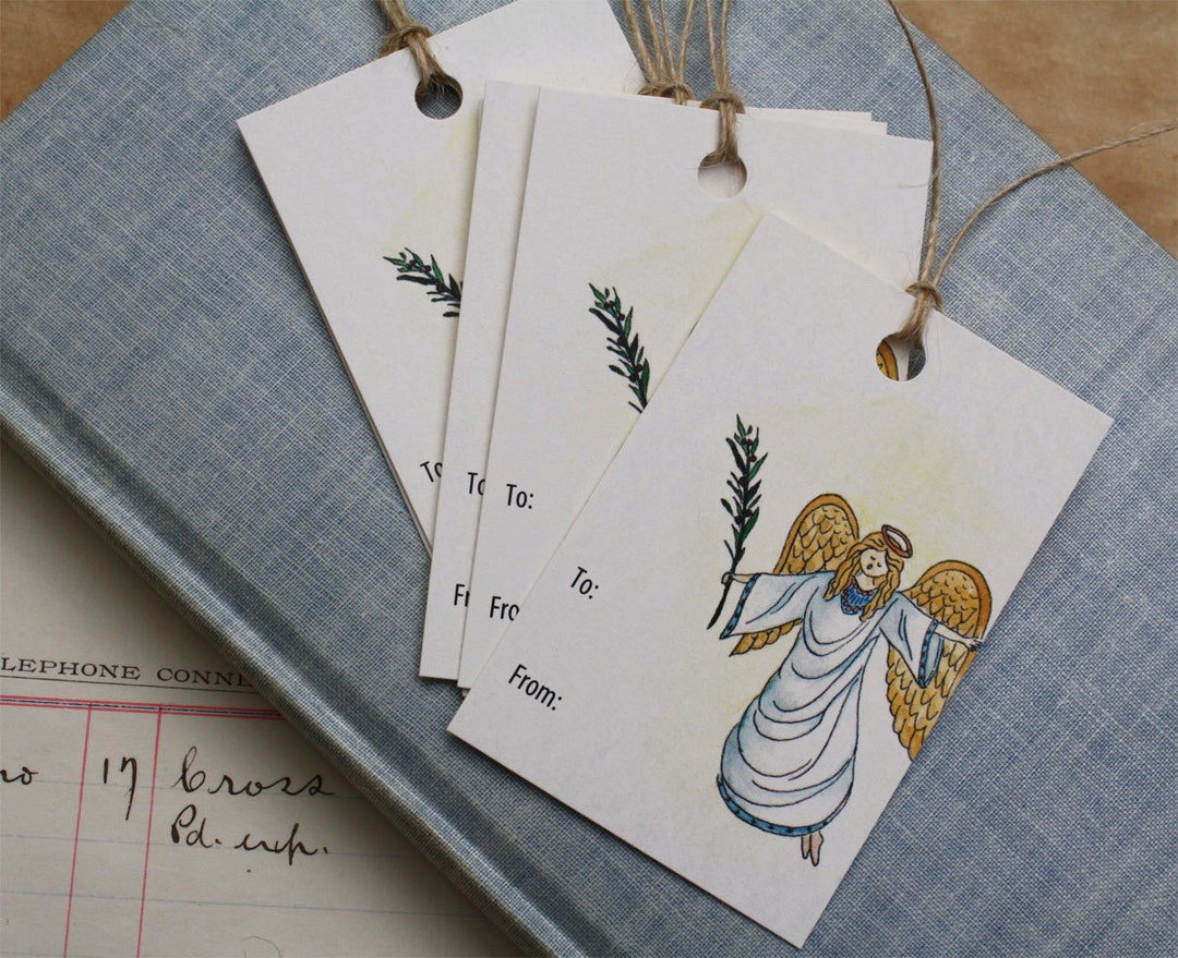 Angel Gift Tags, Christmas Tags, Pale Blue and Gold Angel, Set of 6 - Etsy