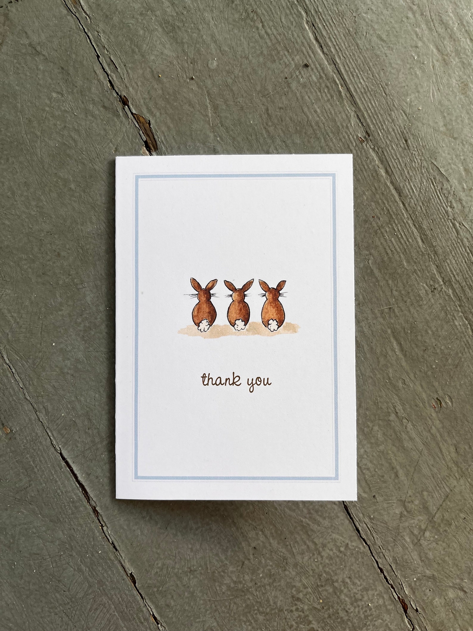 Thank You Note Bunny Rabbit Tails Set of 8. Pale Blue Border. - Etsy