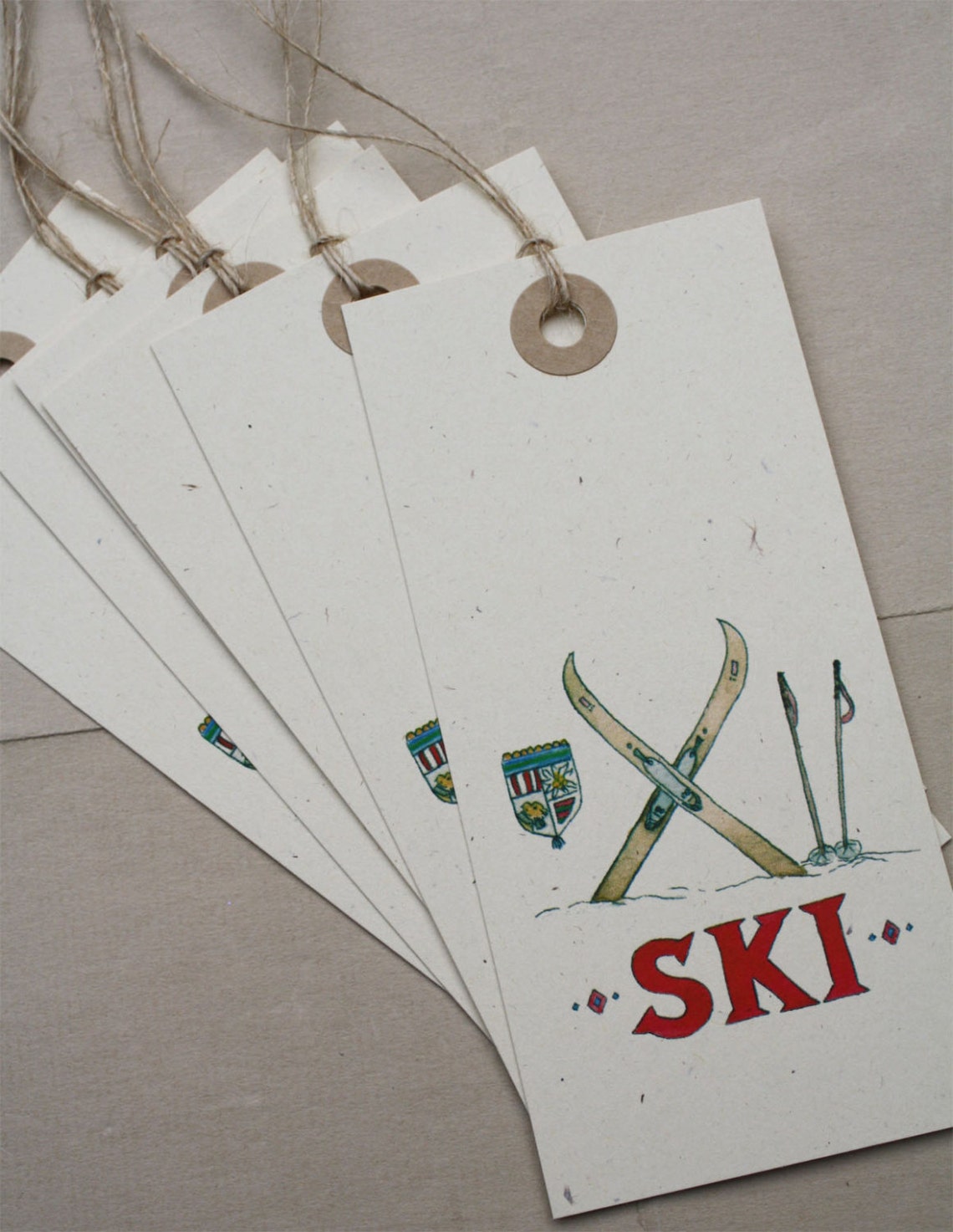 6 Ski Alpine Nordic Gift Tags Cream Recycled Paper Set of 6 | Etsy