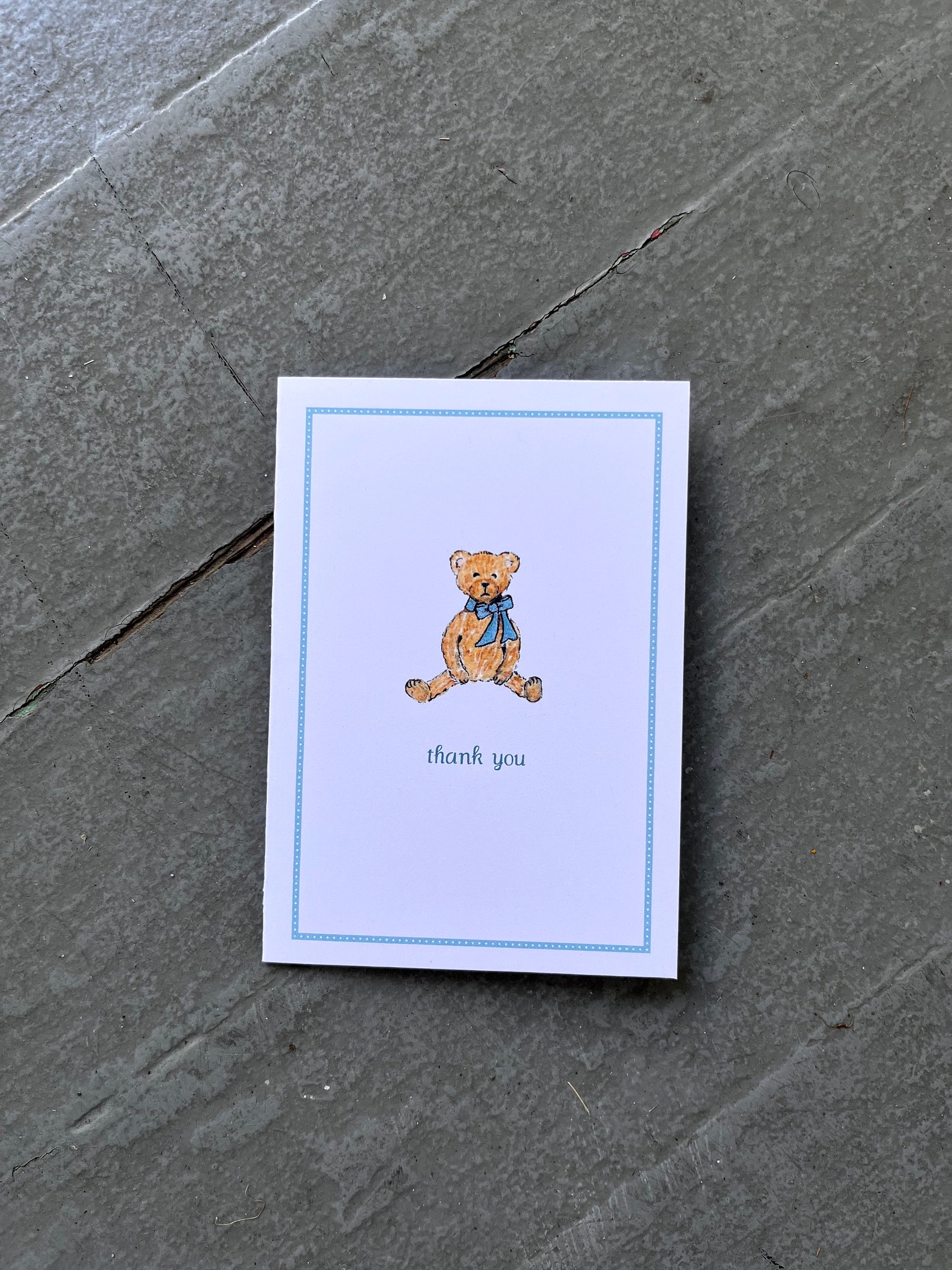 Thank You Note Teddy Bear. New Baby Thank You Notes, Set of 8. Handmade ...